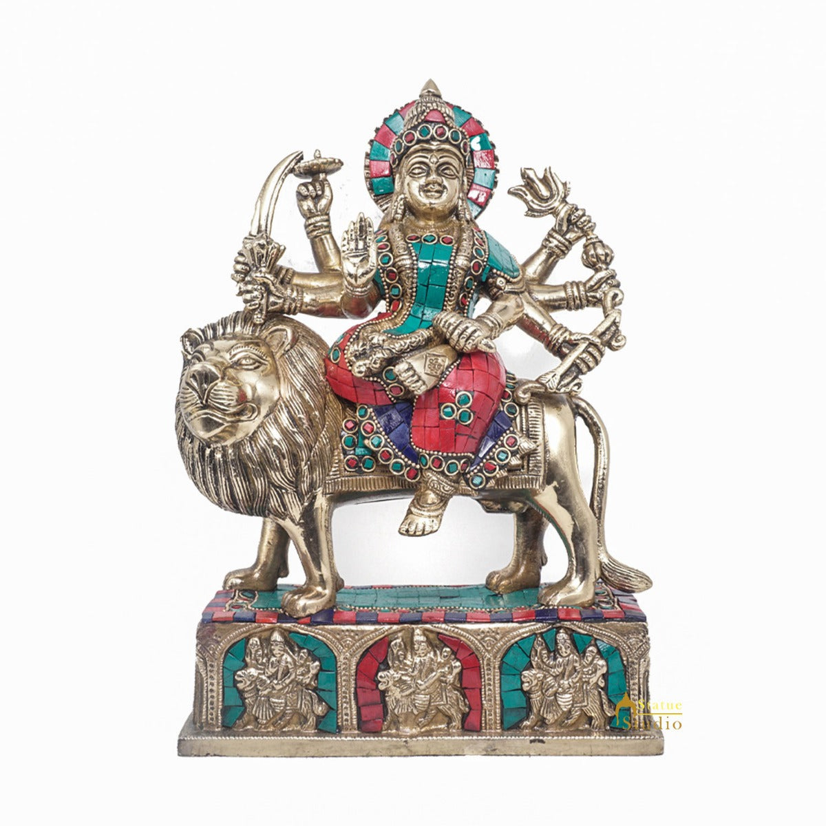 Brass Durga Maa Sherawali Idol Home Temple Puja Religious Dacor Statue 11" – StatueStudio