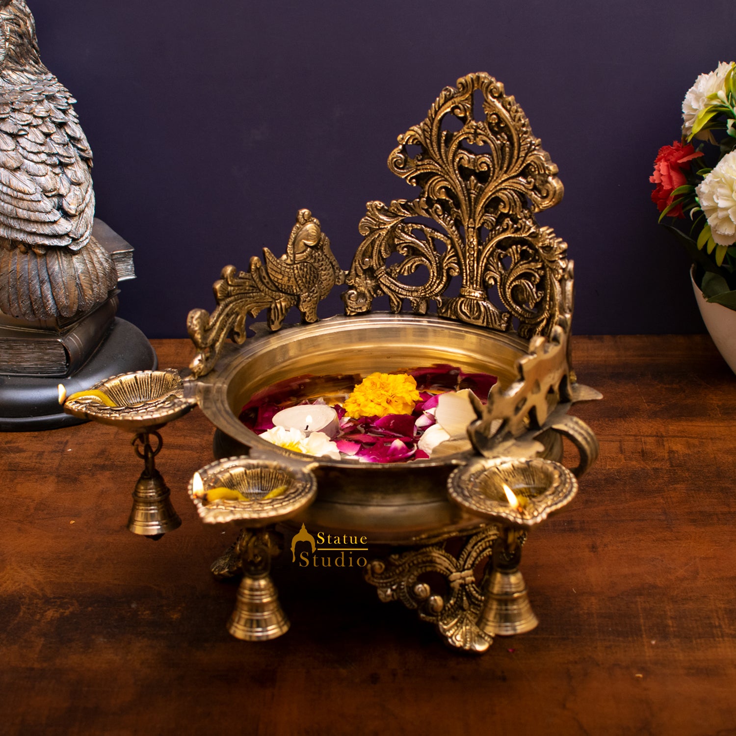 Brass Designer Antique South Indian Urli For Home Garden Office Dacor ...