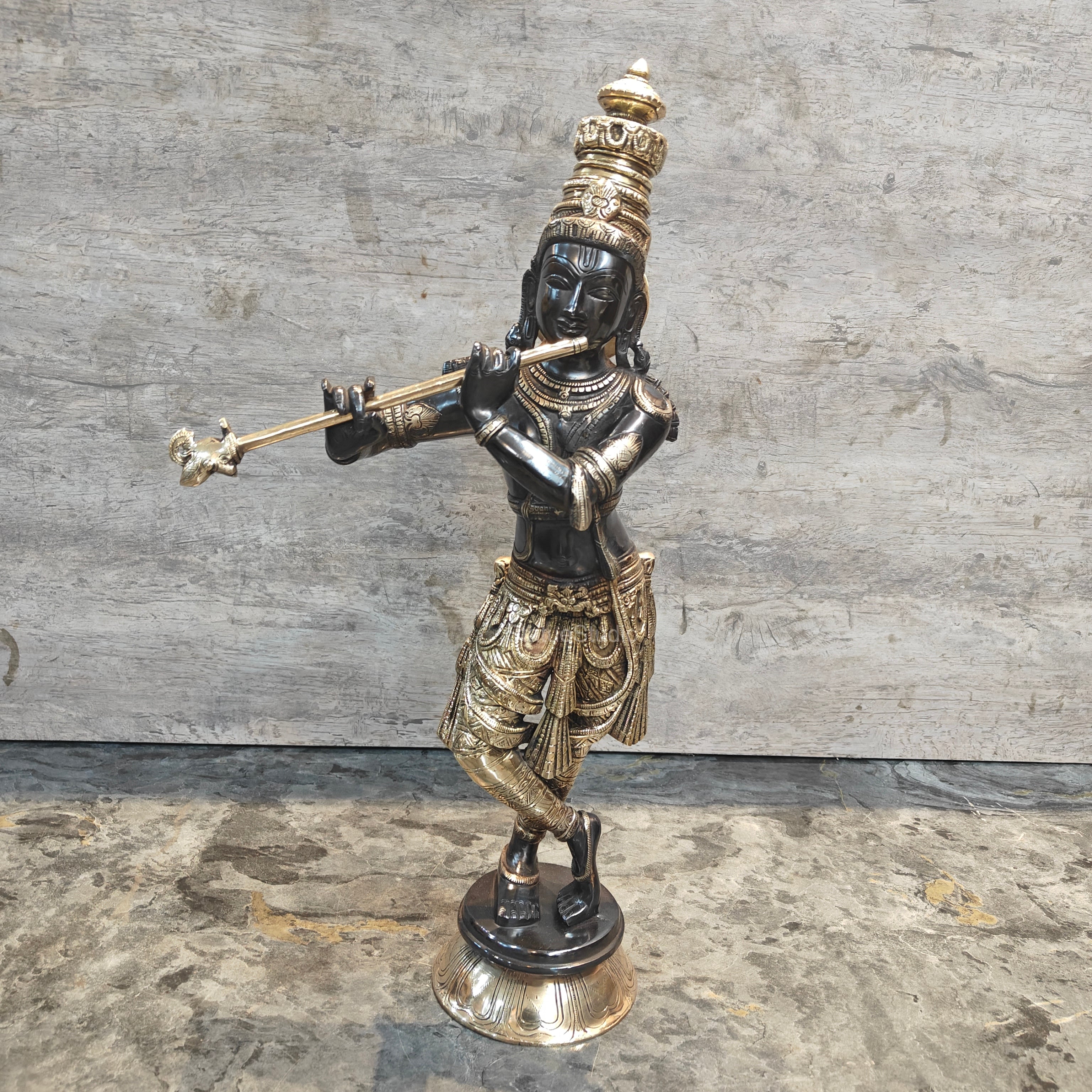 Brass Hindu God Krishna Idol Statue Decor 2 Feet – StatueStudio