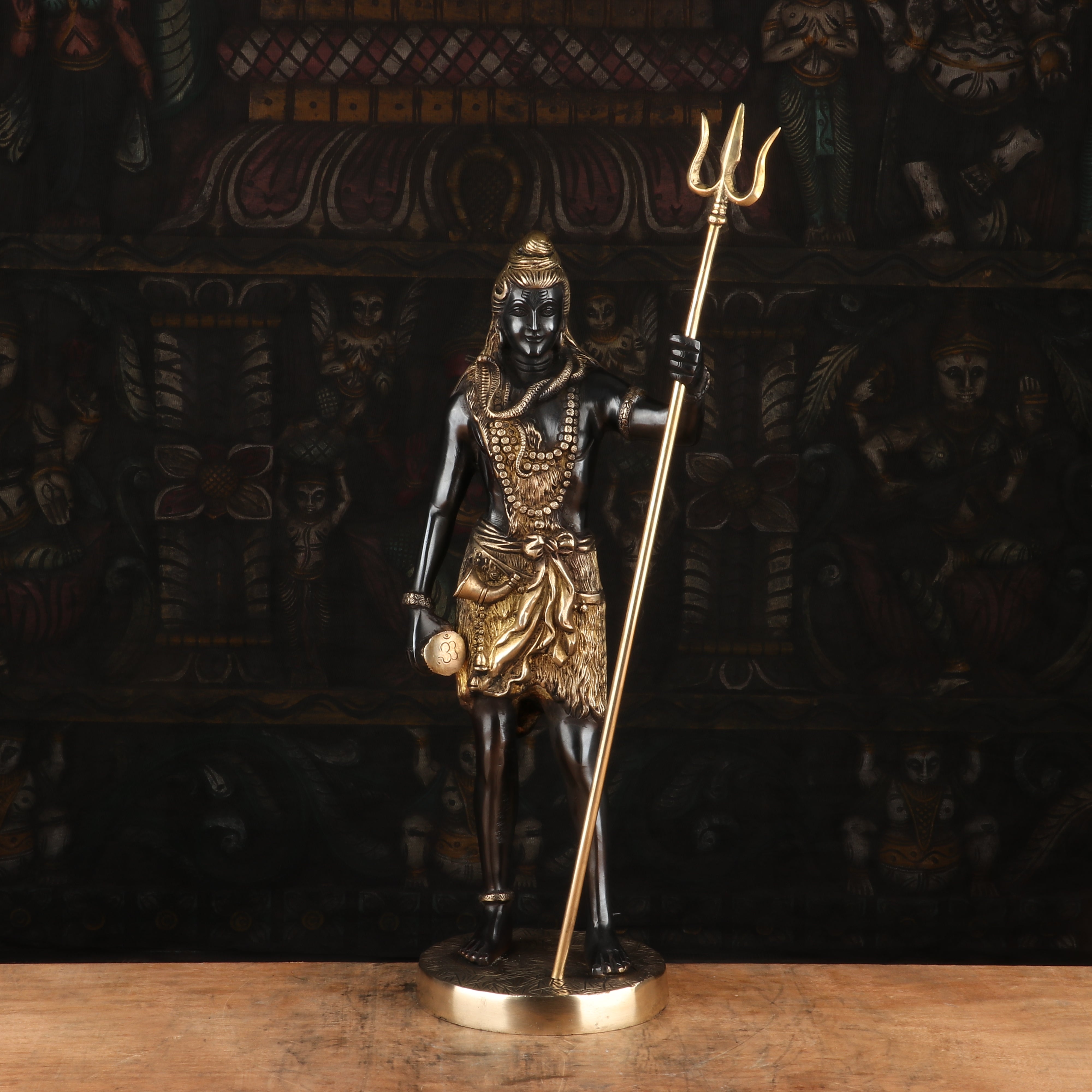 Brass Standing Lord Shiva Statue Mahadev Black Gold Finish For Home De ...