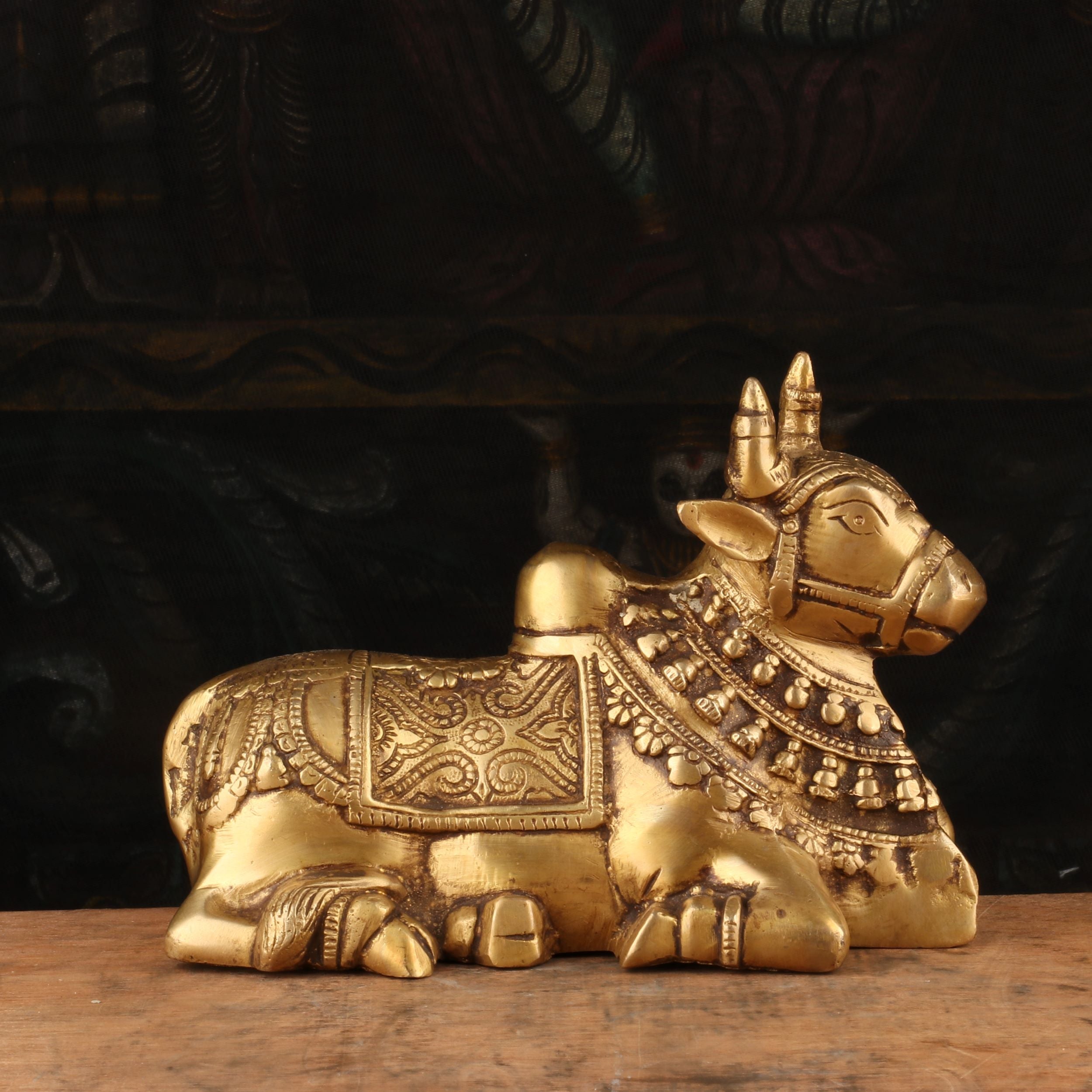 Brass Small Nandi Statue Idol Decor 5" – StatueStudio