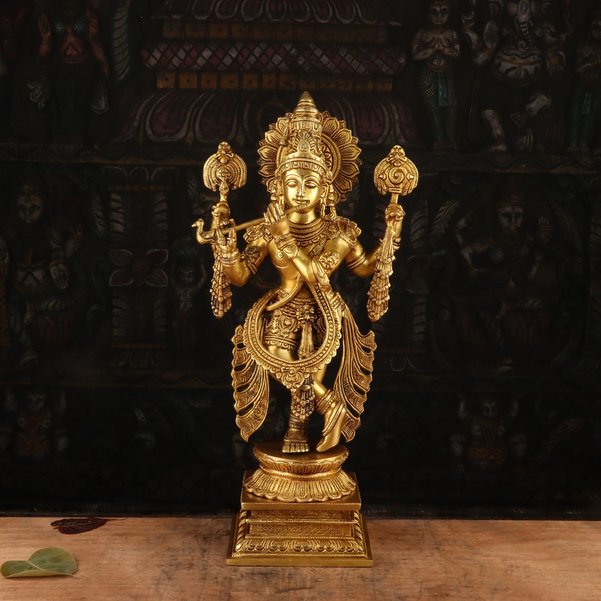 Brass Krishna Statue Idol Religious For Home Temple Decor Showpiece 20 ...