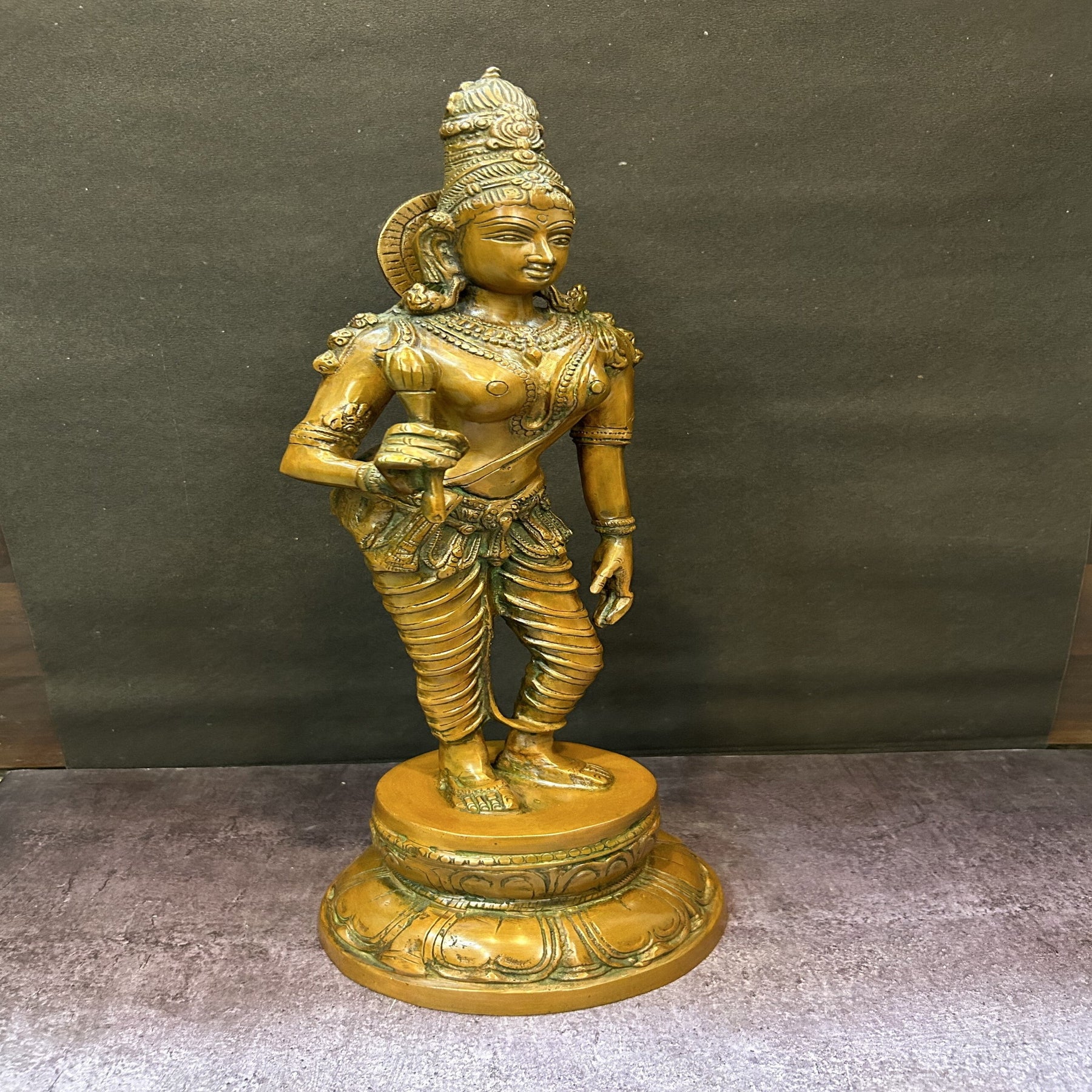 Brass Standing Parvati Idol Uma Devi Statue Copper Patina Finish For ...