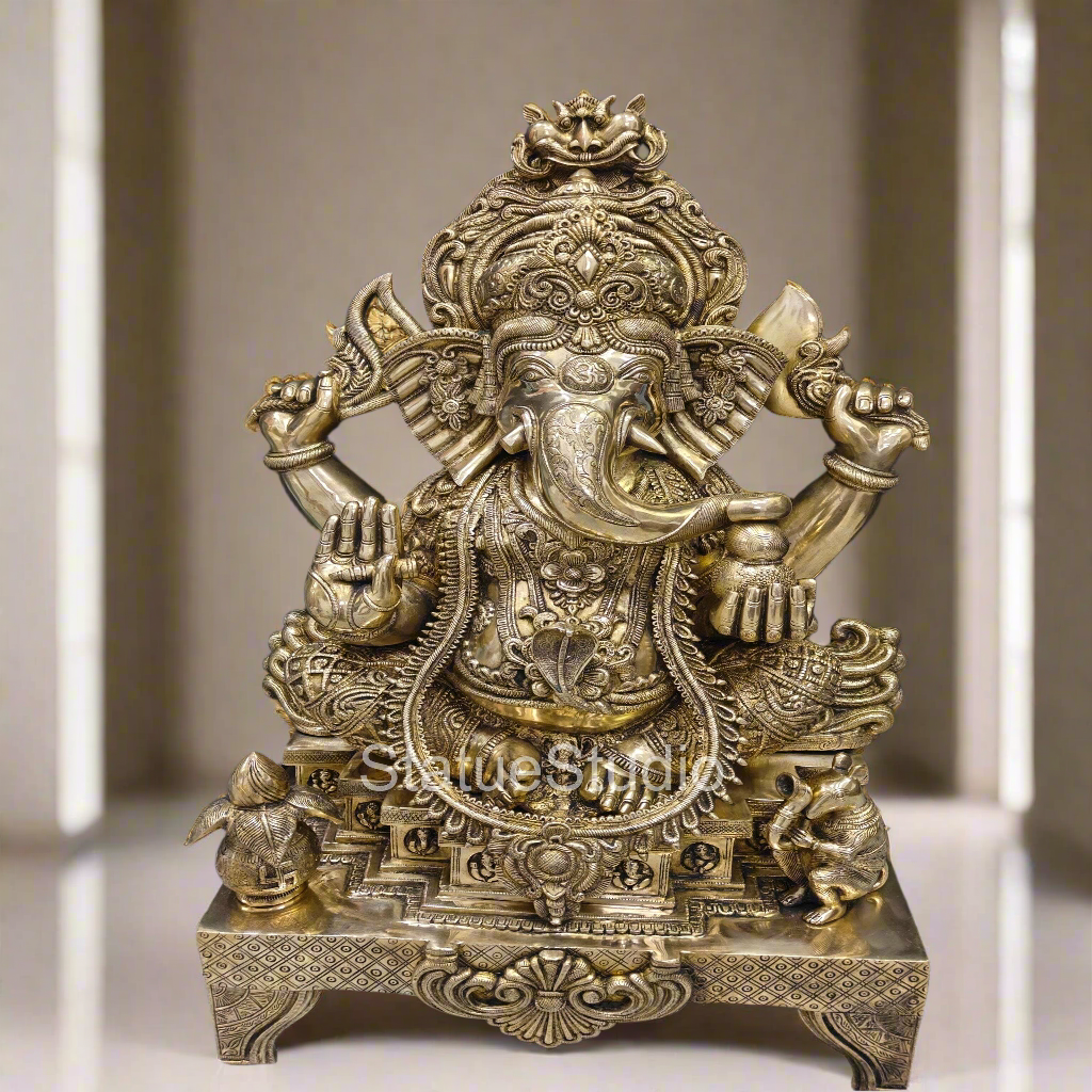 Brass Large Ganesha Statue For Home Decor Showpiece 3 Feet