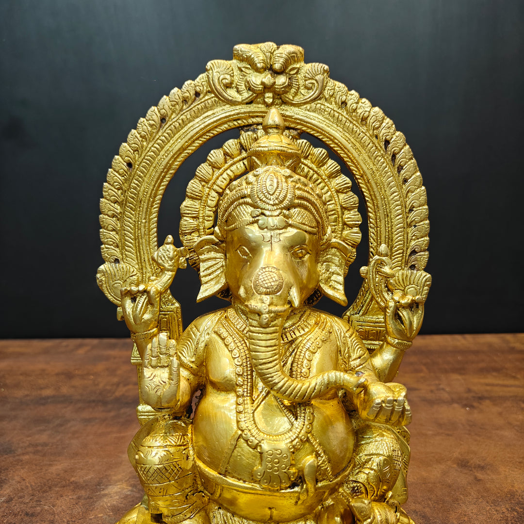 Brass Lord Ganesha Statue Golden Finish 11 Inch – StatueStudio