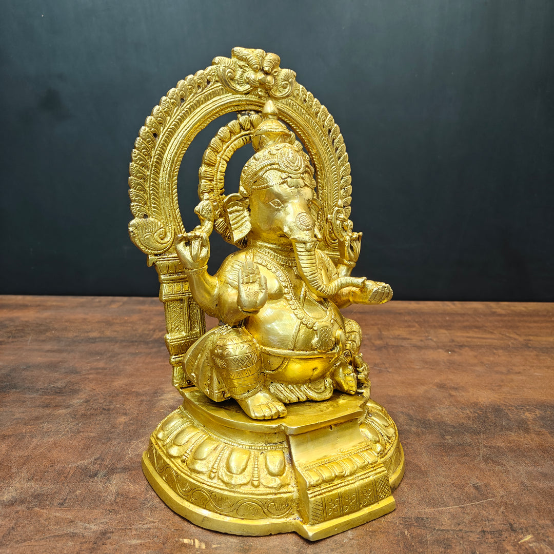 Brass Lord Ganesha Statue Golden Finish 11 Inch – StatueStudio