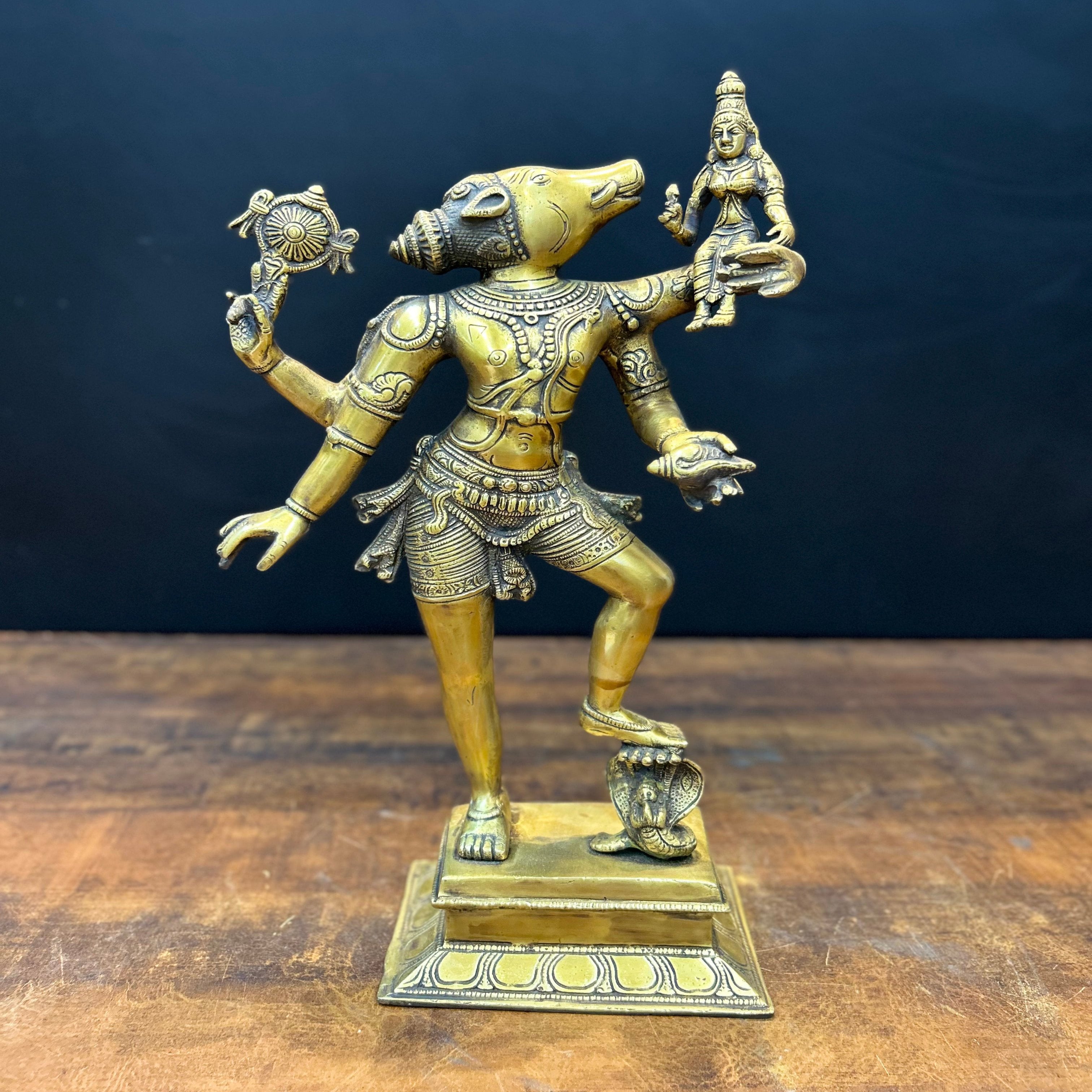 Brass Bhoovaraha swamy Varaha Lakshmi Statue 17 Inch – StatueStudio