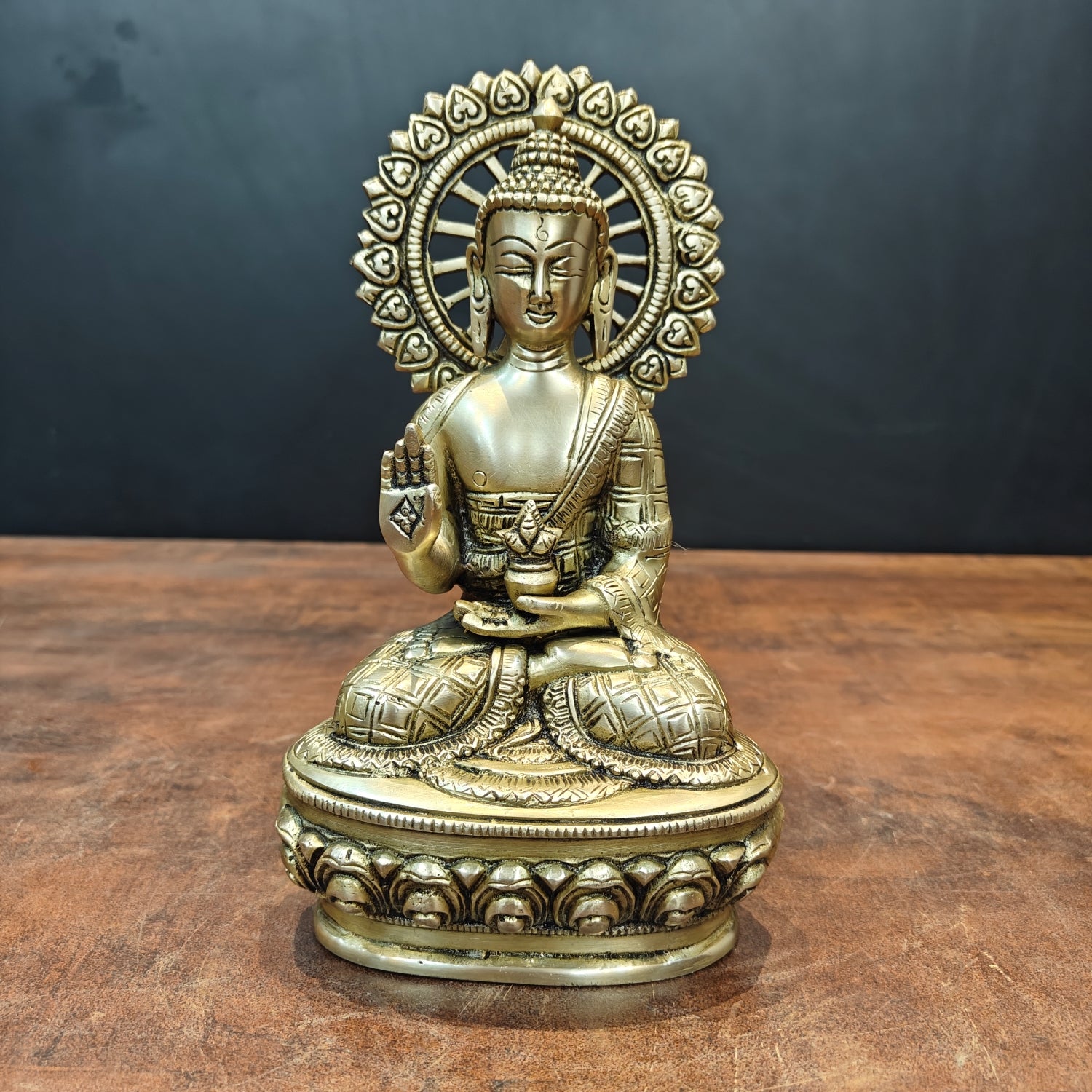 Brass Blessing Buddha Statue Antique Finish 9 Inch – StatueStudio