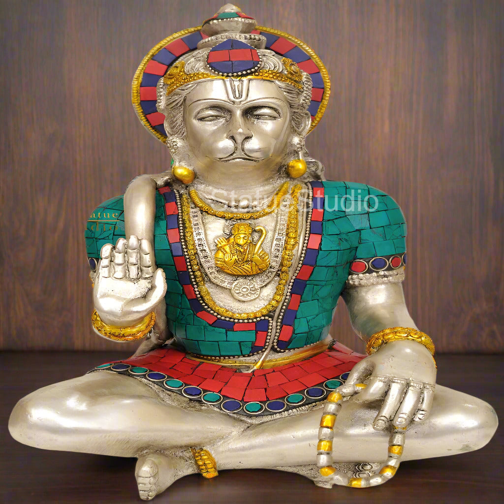 Brass Blessing Hanuman Statue (Lord Rama Depicted in His Heart) For Ho ...