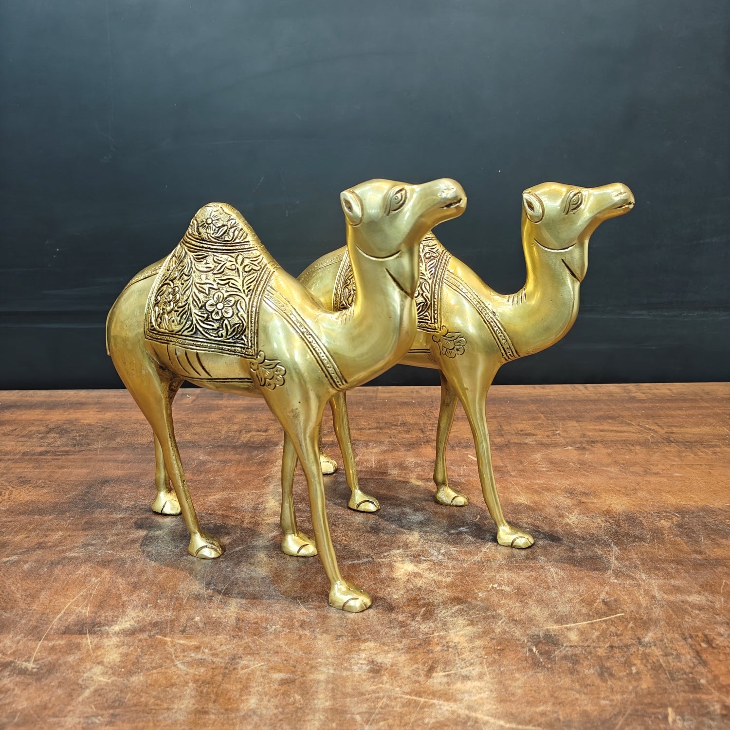Brass Camel Pair Sculpture Vastu Recommended Showpiece 12 Inch ...