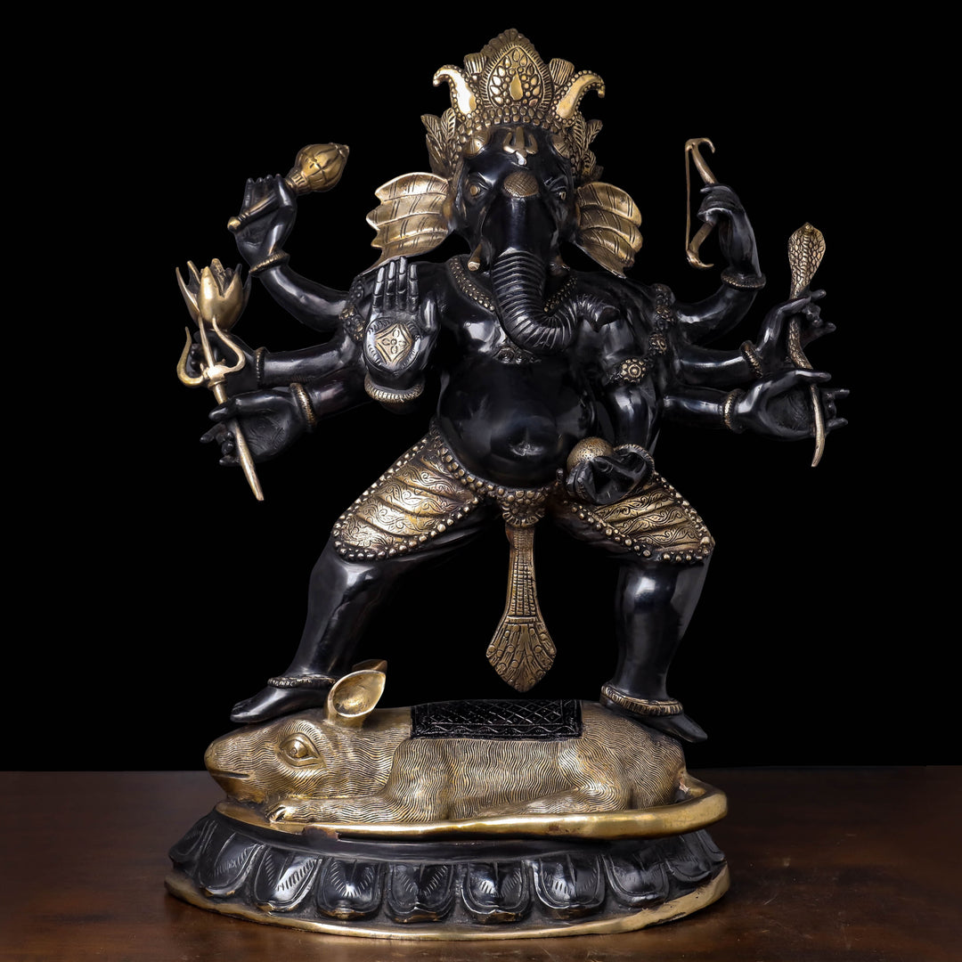 Brass Dancing Ganesha Standing on Ret Black Patina Finish 26 Inches ...
