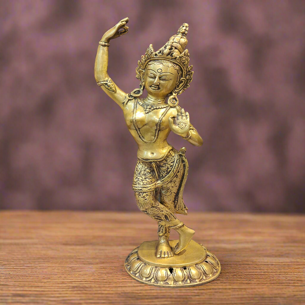 Brass Dancing Tara Devi Idol Maya Buddhist 1.5 Feet – StatueStudio