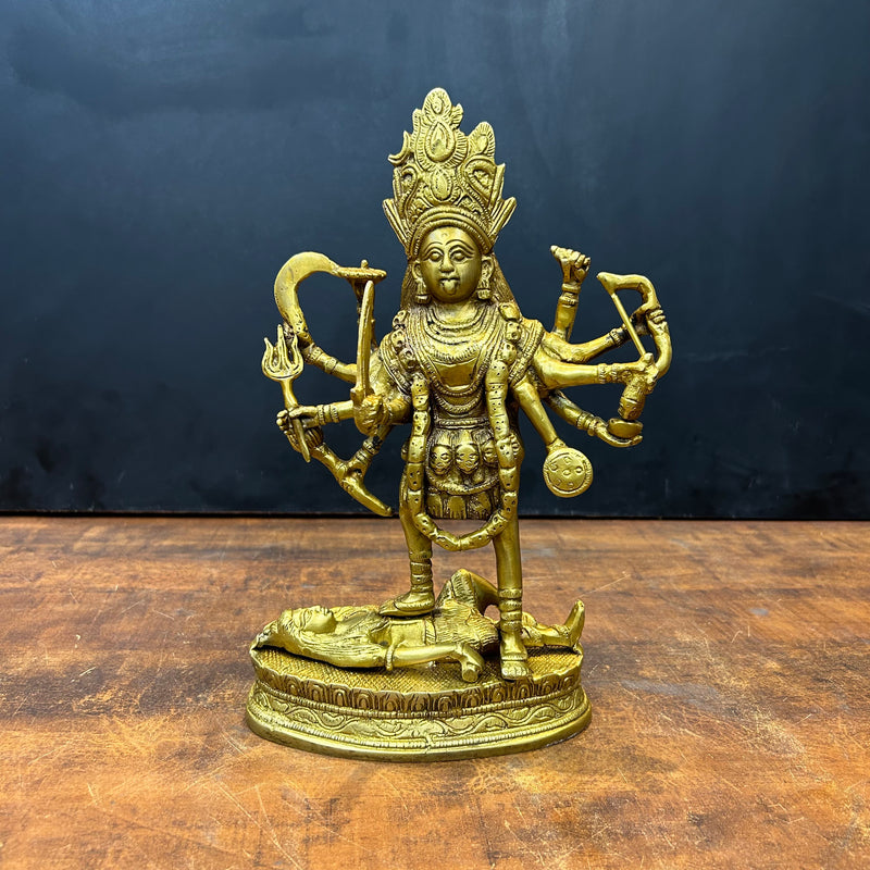 Brass Goddess Kali Mata Idol Dashbhuja 11.5 Inch 463230