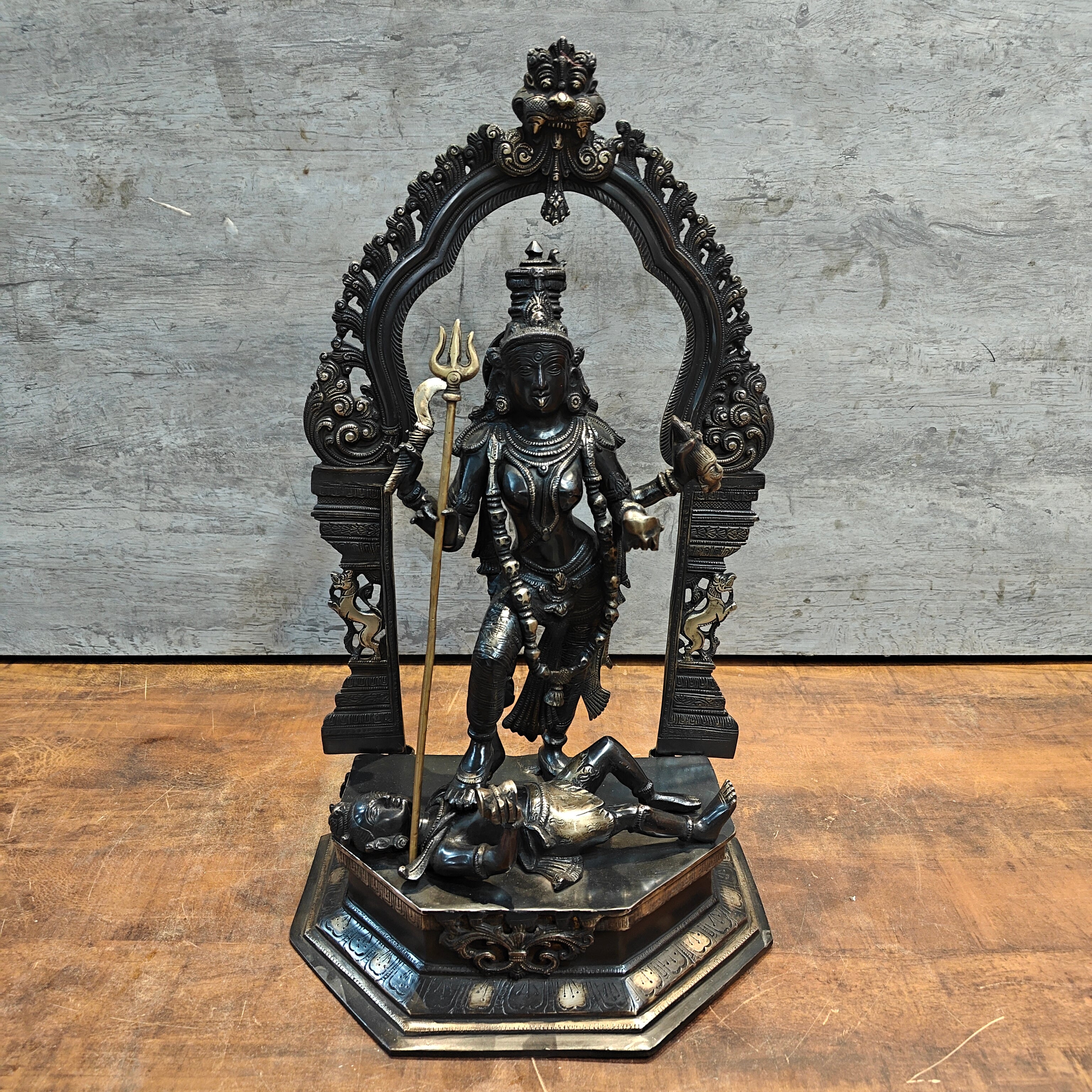Brass Goddess bhadra Kali Statue Antique Finish 2 Feet – StatueStudio