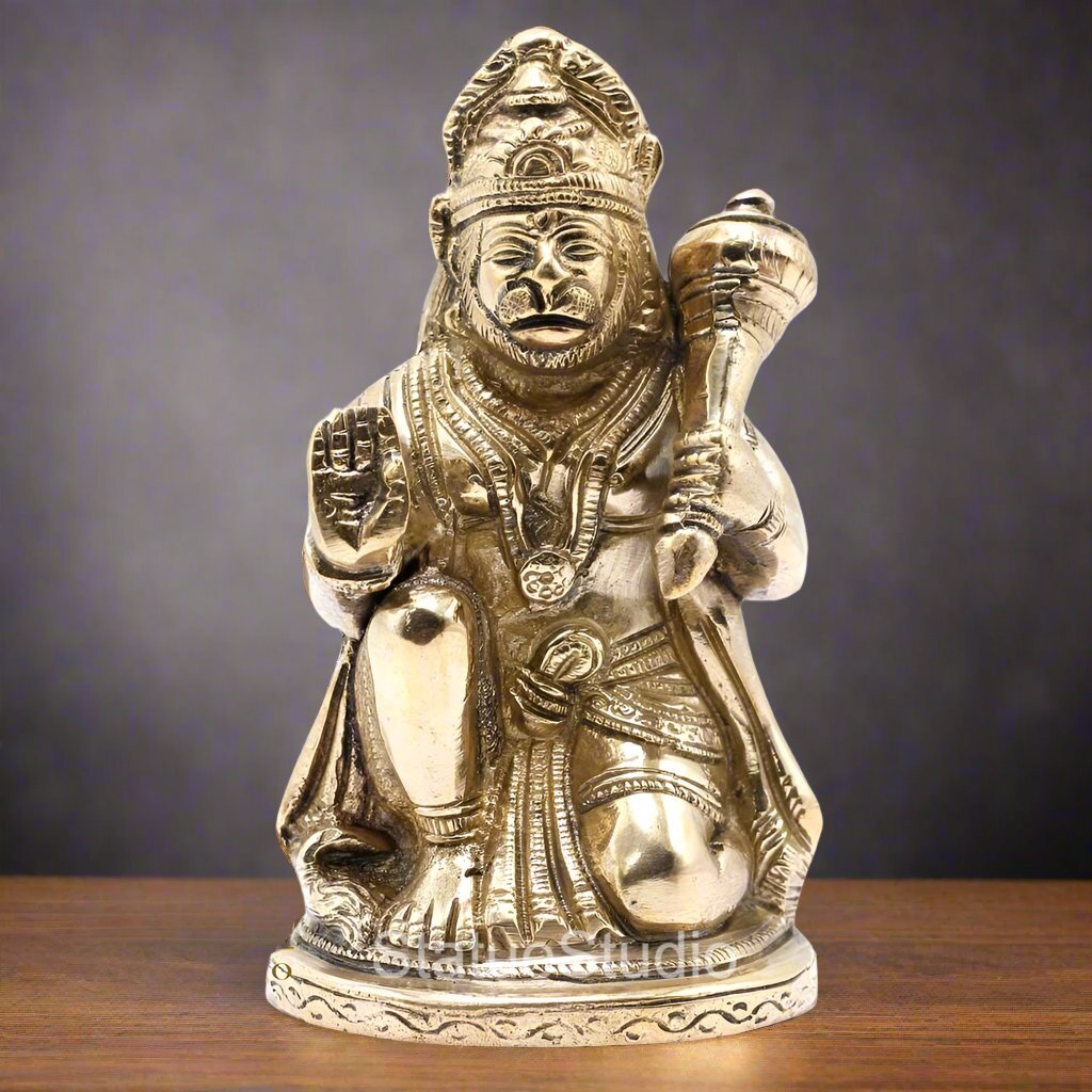 Indian Brass Mini Hanuman Lucky Décor Gift Idol Statue Showpiece ...
