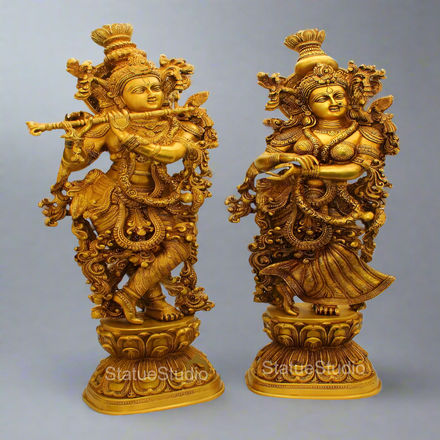 Krishna Radha Hindu God Hindu God Radha And Krishna Statue In Temple