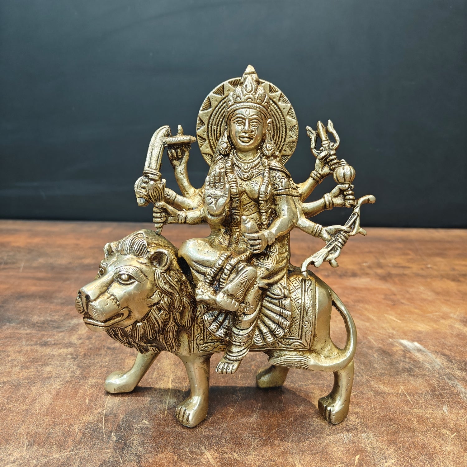 Brass Hindu Goddess Maa Durga Statue Religious Decor 9 Inch – StatueStudio