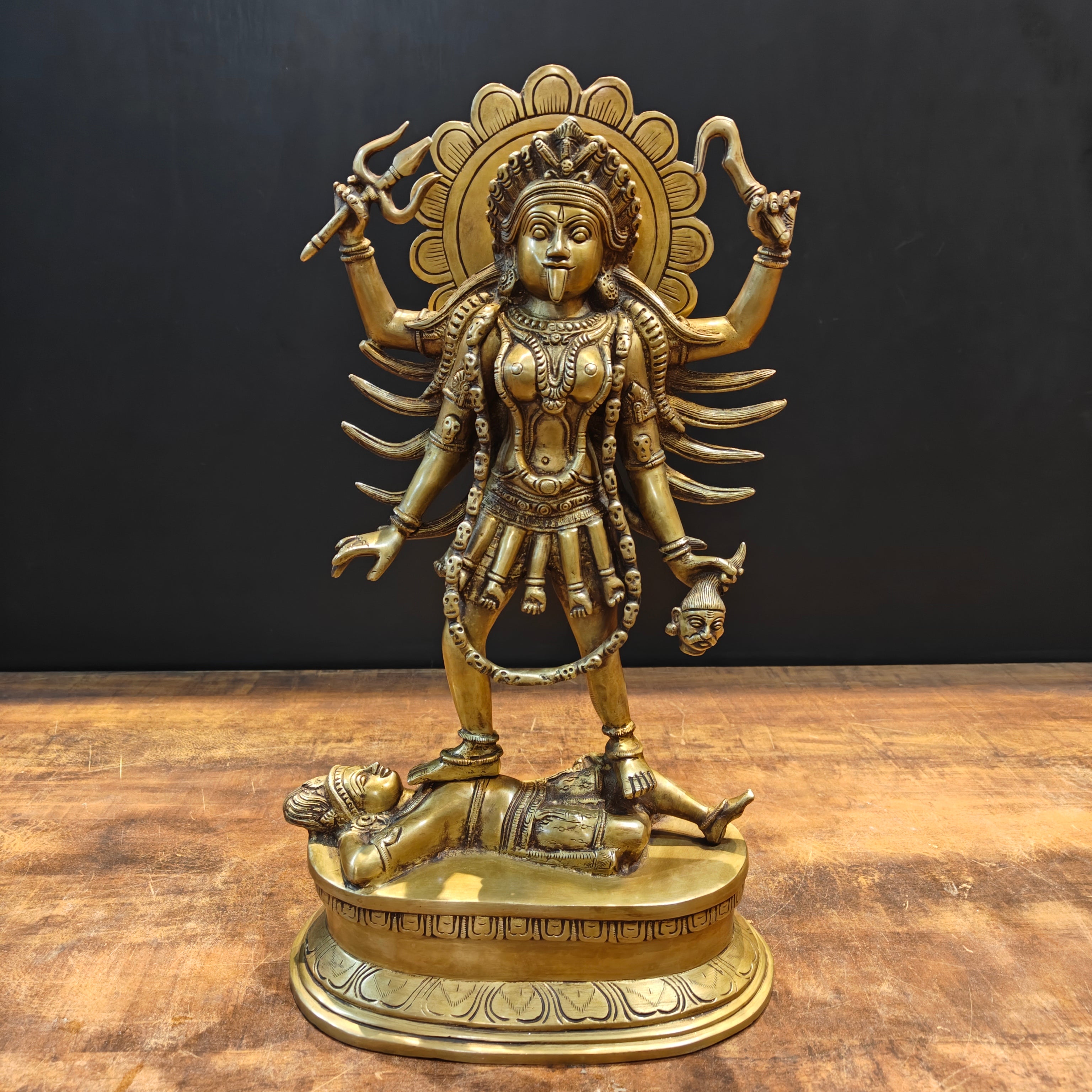 Brass Kali Mata Statue With 4 Arms 1.5 Feet – StatueStudio