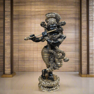 Brass Krishna Statue Antique Finish For Home Temple Decor Showpiece 44 ...