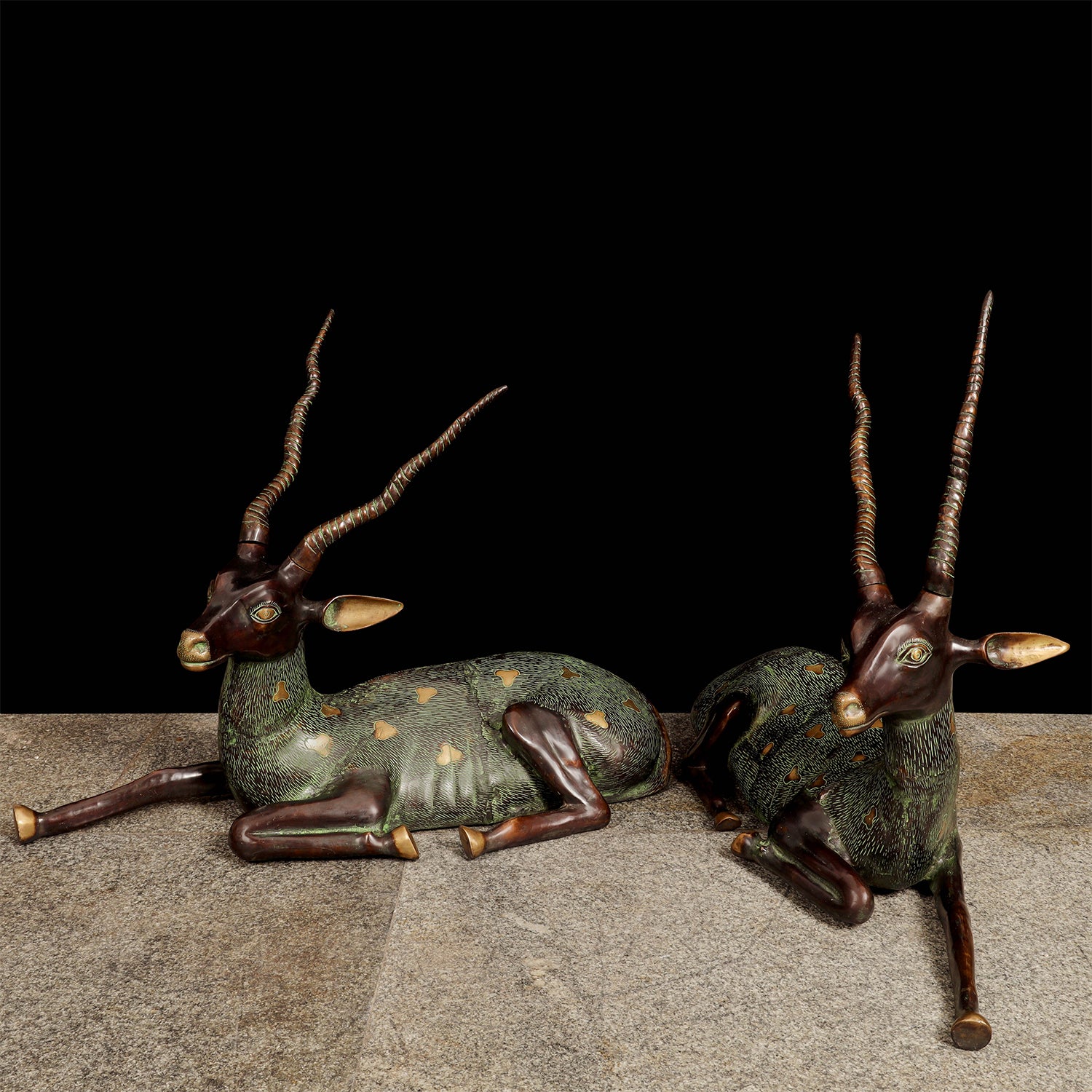 Brass Large Deer Pair Decorative Showpiece Animal Figurine 3 Feet ...