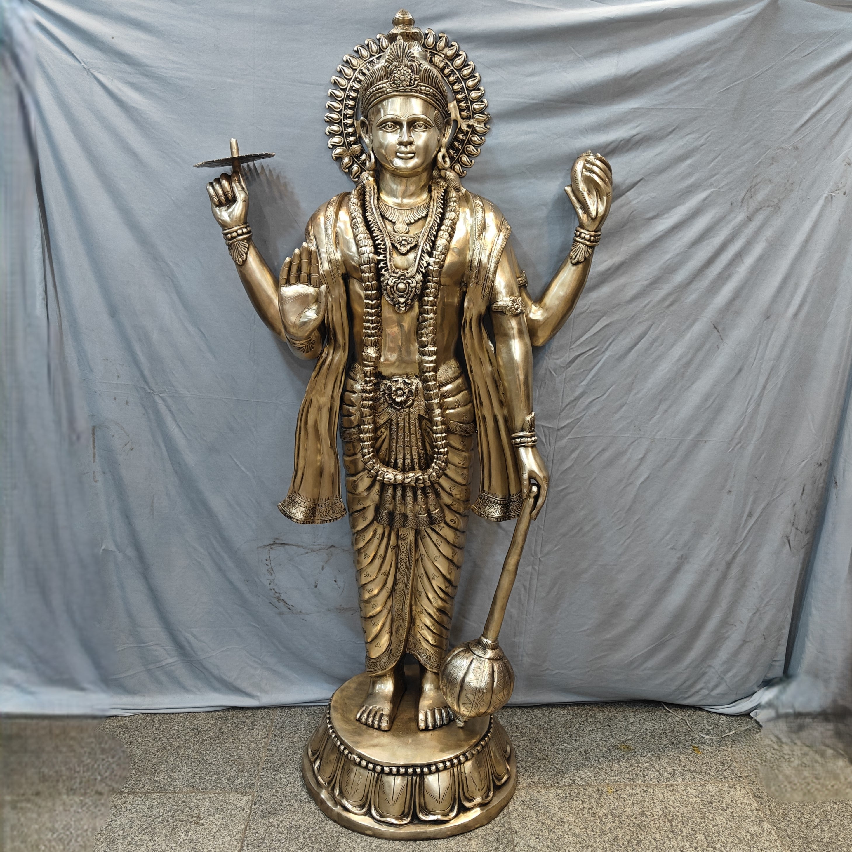 Brass Large Exclusive Standing Vishnu Idol Sculpture 6 Feet – StatueStudio