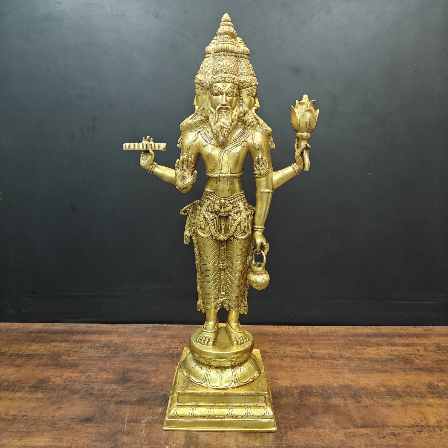 Brass Large Lord Brahma Statue Creator Of Universe 39 Inches – StatueStudio