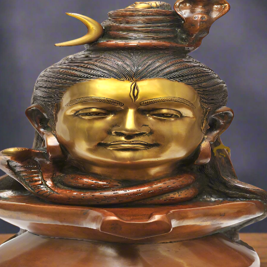 Brass Large Lord Shiva Head Statue 1.5 Feet – StatueStudio