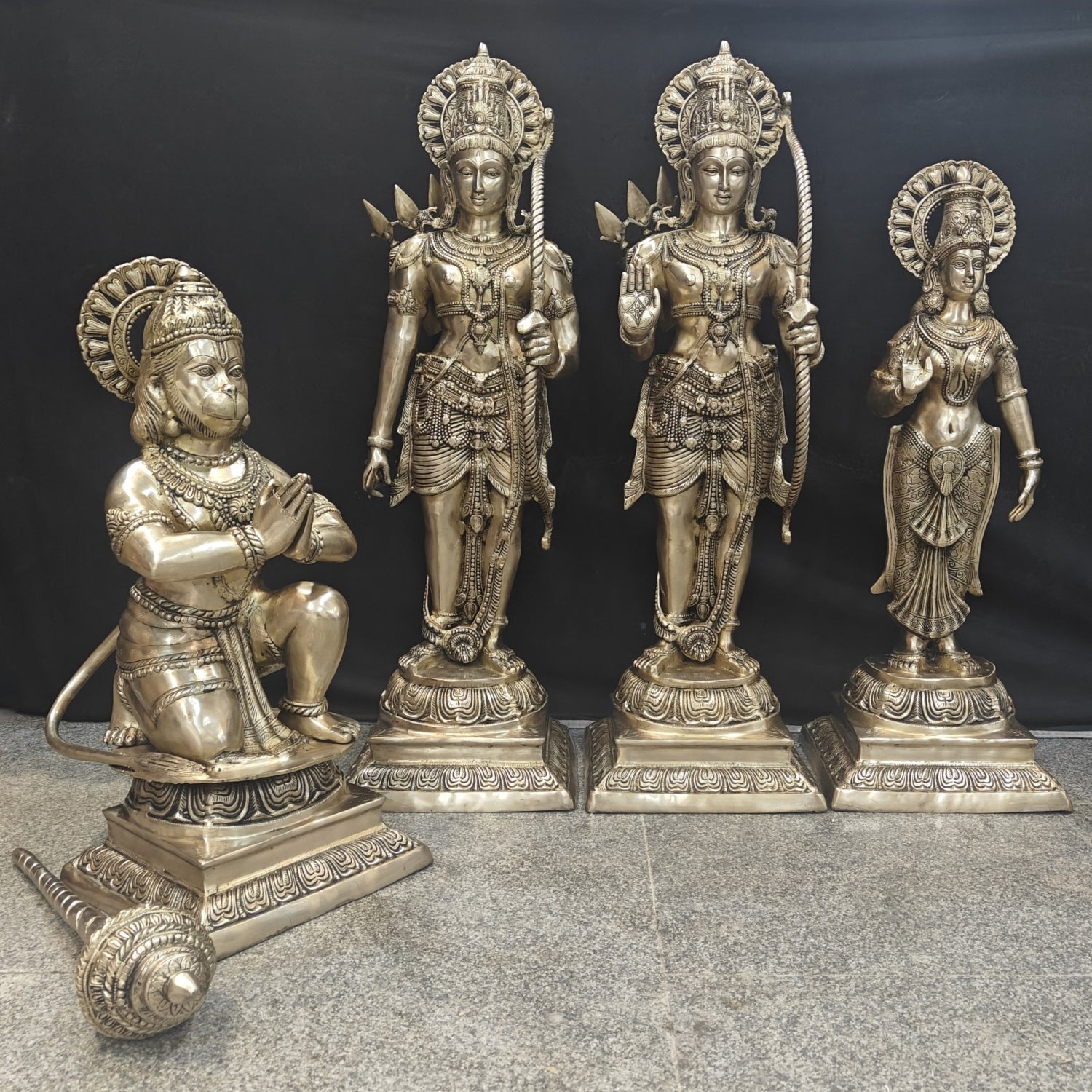 Brass Large Size Exclusive Rama Darbar Ram Family Statue Idol Home ...