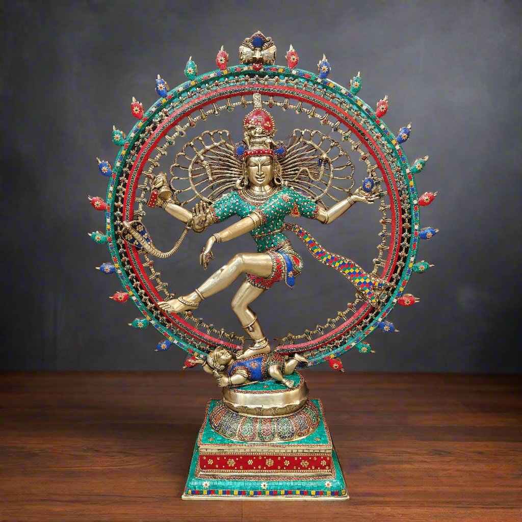 Brass Large Nataraja Statue With Stone Work Showpiece For Home Decor 4 ...