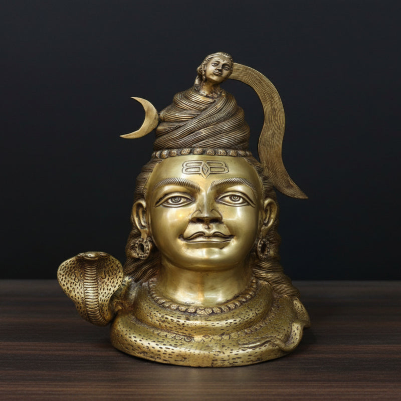 Brass Large Shiva Head Idol For Home Temple Decor 1.5 Feet 463145