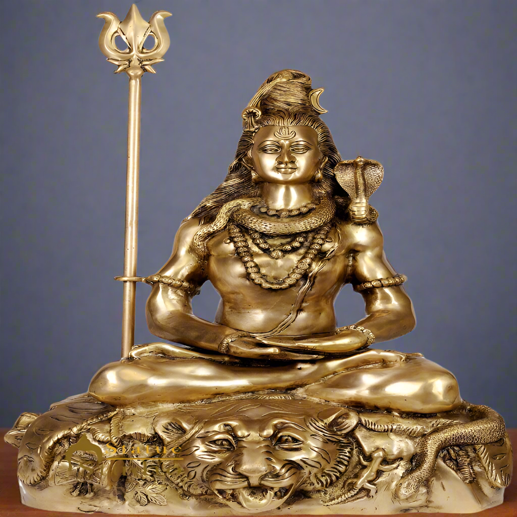 Brass Large Size Indian Cosmic Mahadev Sitting Shiva The Destroyer 31 ...