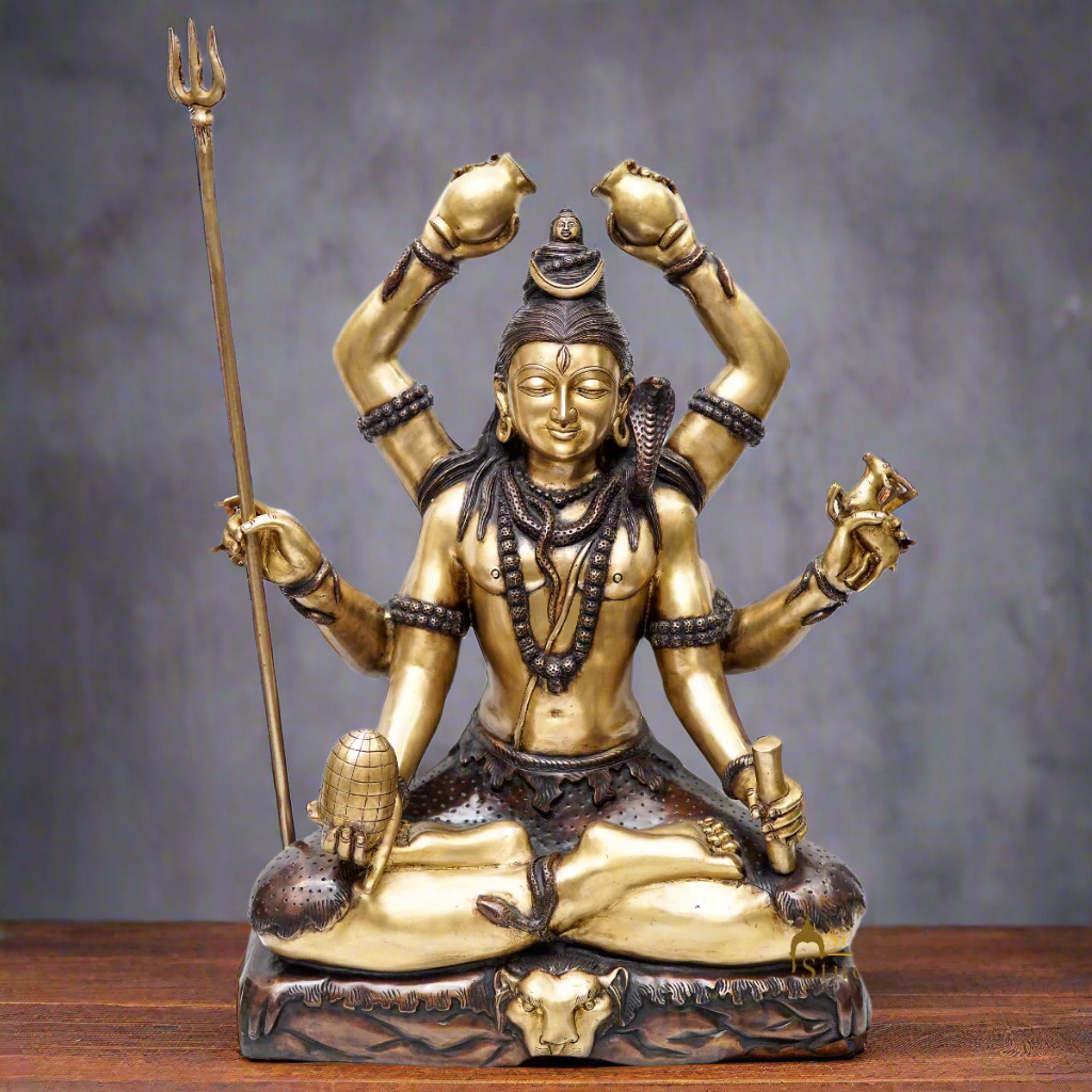 Brass Large Size Rare Shiva Idol With 6 Hands Exclusive Home Pooja ...