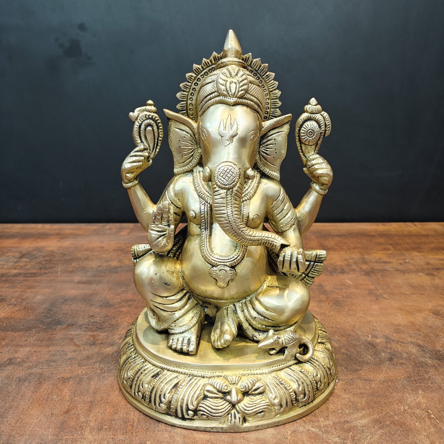 Brass Lord Ganesha Statue Antique Finish For Home Decor 11 Inch ...