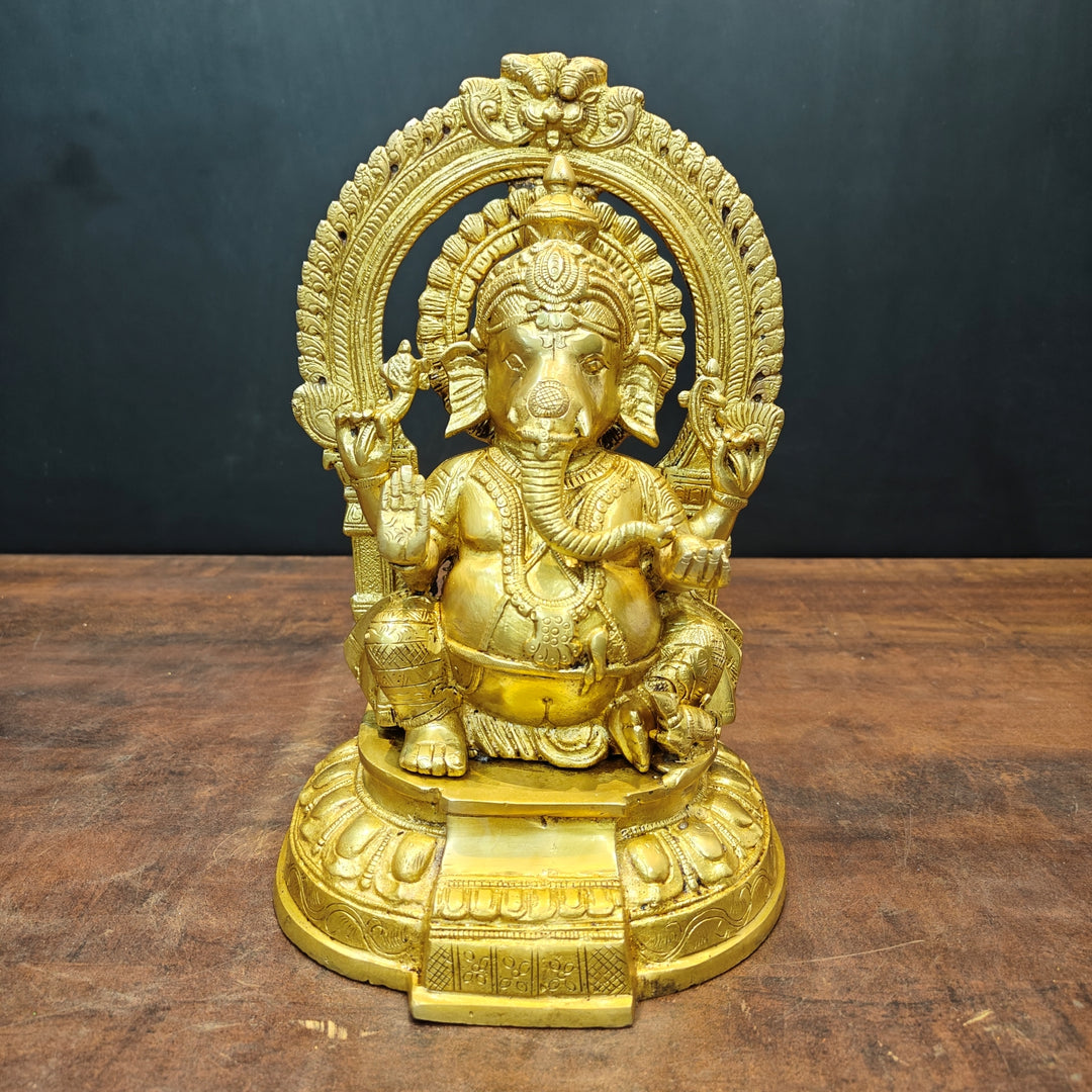 Brass Lord Ganesha Statue Golden Finish 11 Inch – StatueStudio