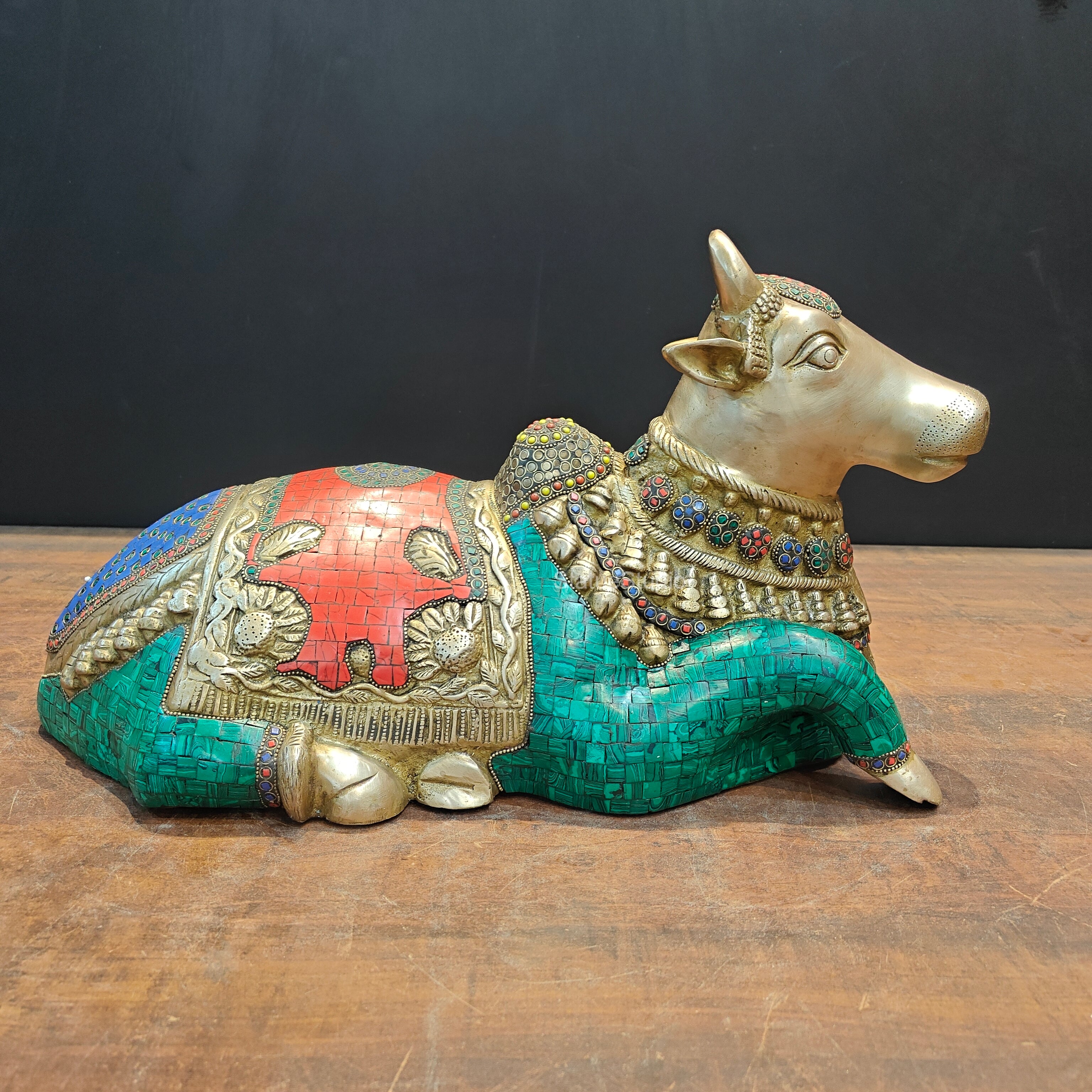Brass Nandi Idol Stone Work For Showpiece Decor 19 Inch – StatueStudio