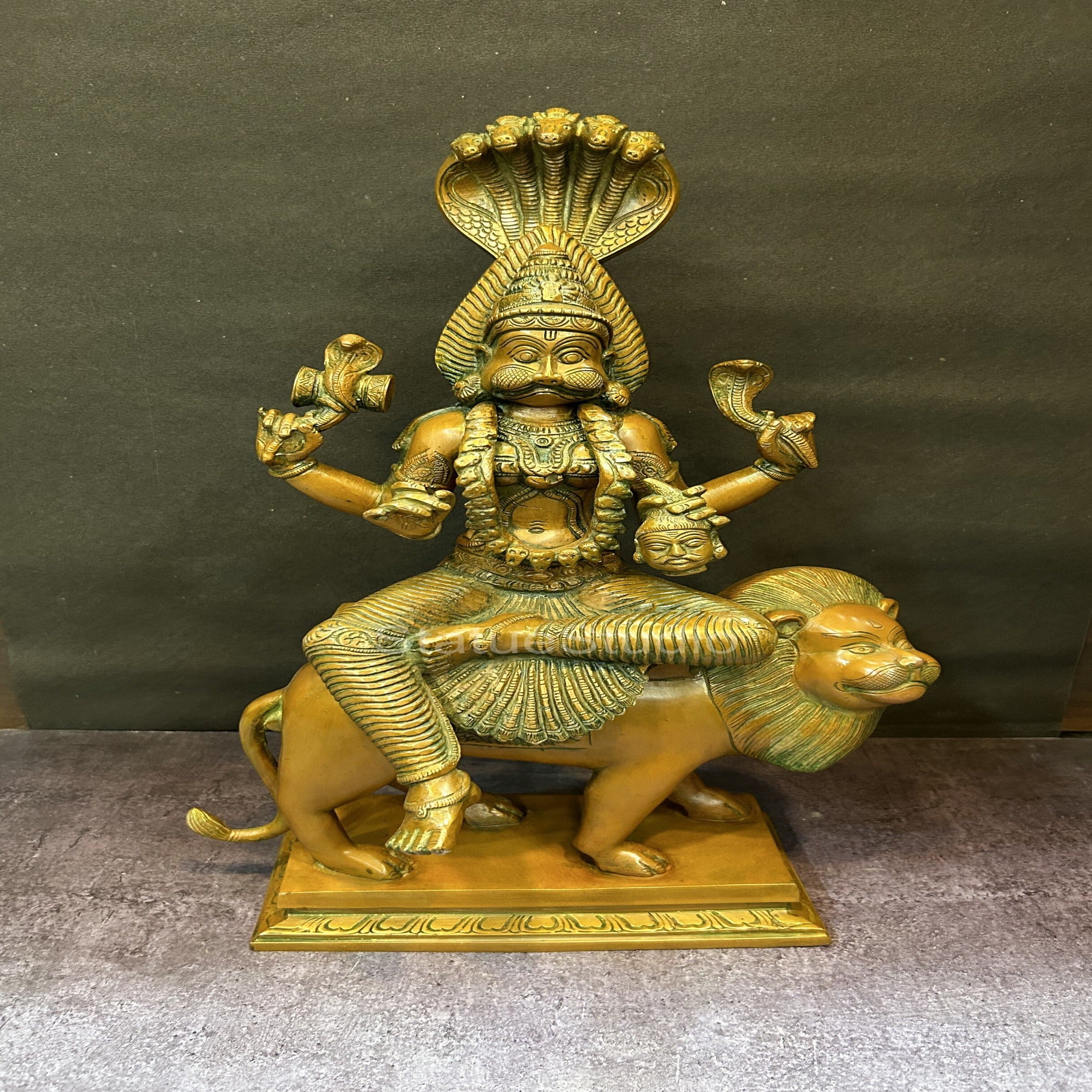 Brass Pratyangira Devi Bhadrakali Statue Copper Patina Finish For Home ...