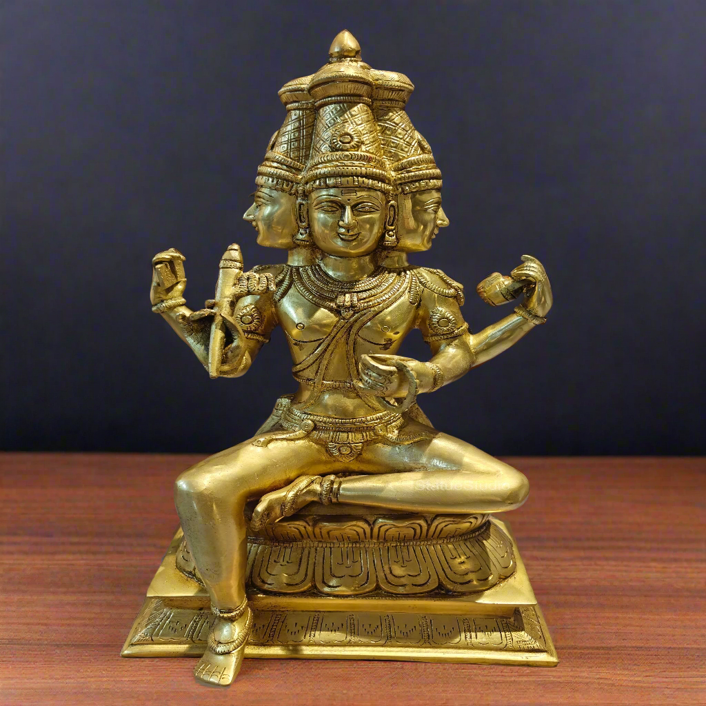 Brass Seated Lord Brahma Sculpture Creator Of Universe 16 Inches ...