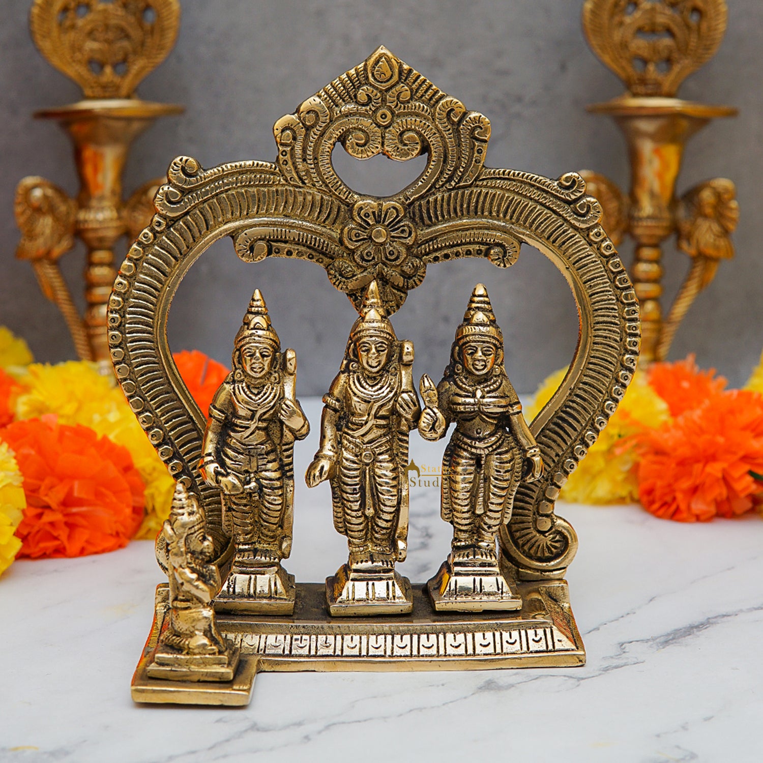 Brass Small Ram Darbar Statue Rama Family Idol 6.5 Inch – StatueStudio