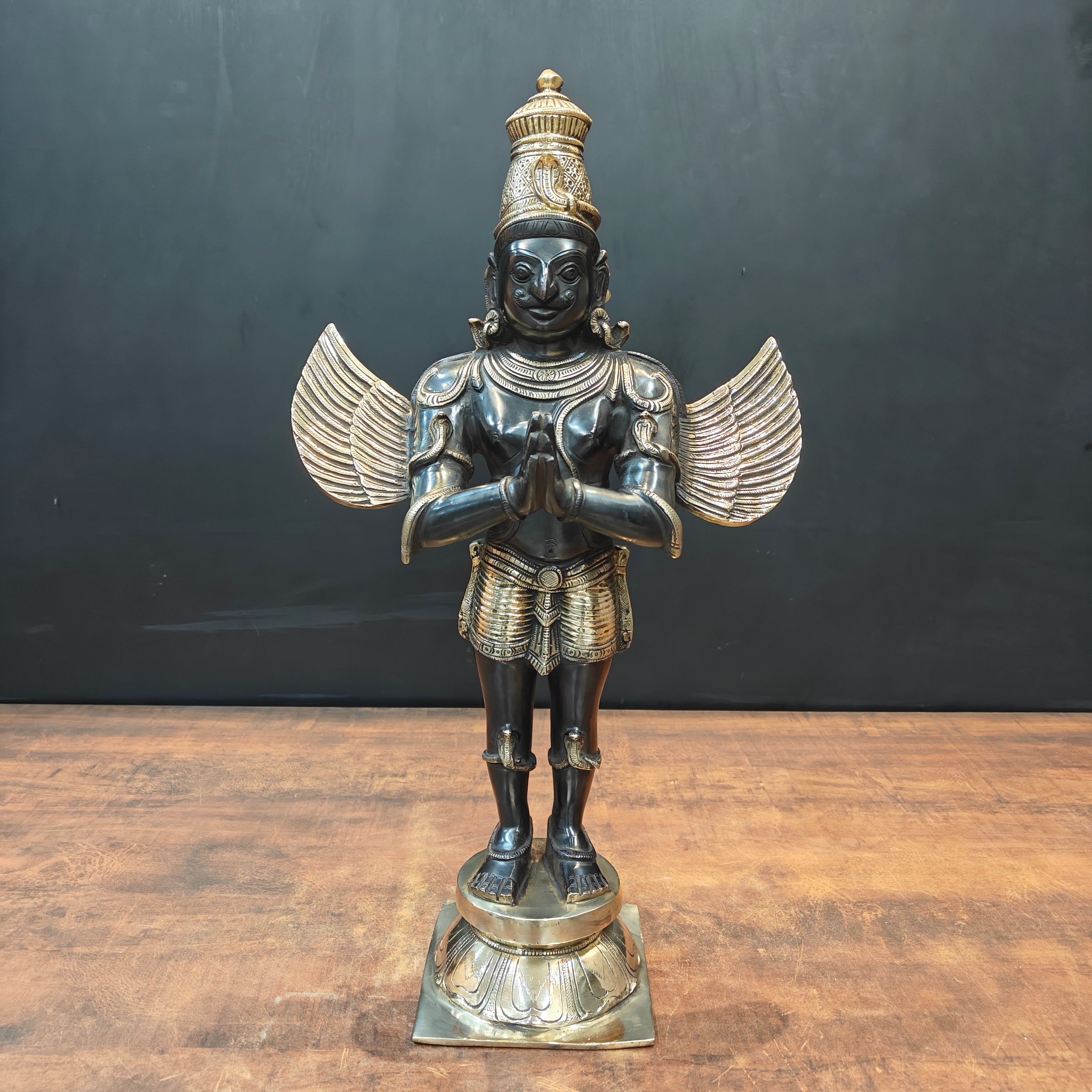Brass Antique Large Garuda Idol Adorned With Snakes Temple Home Dacor ...