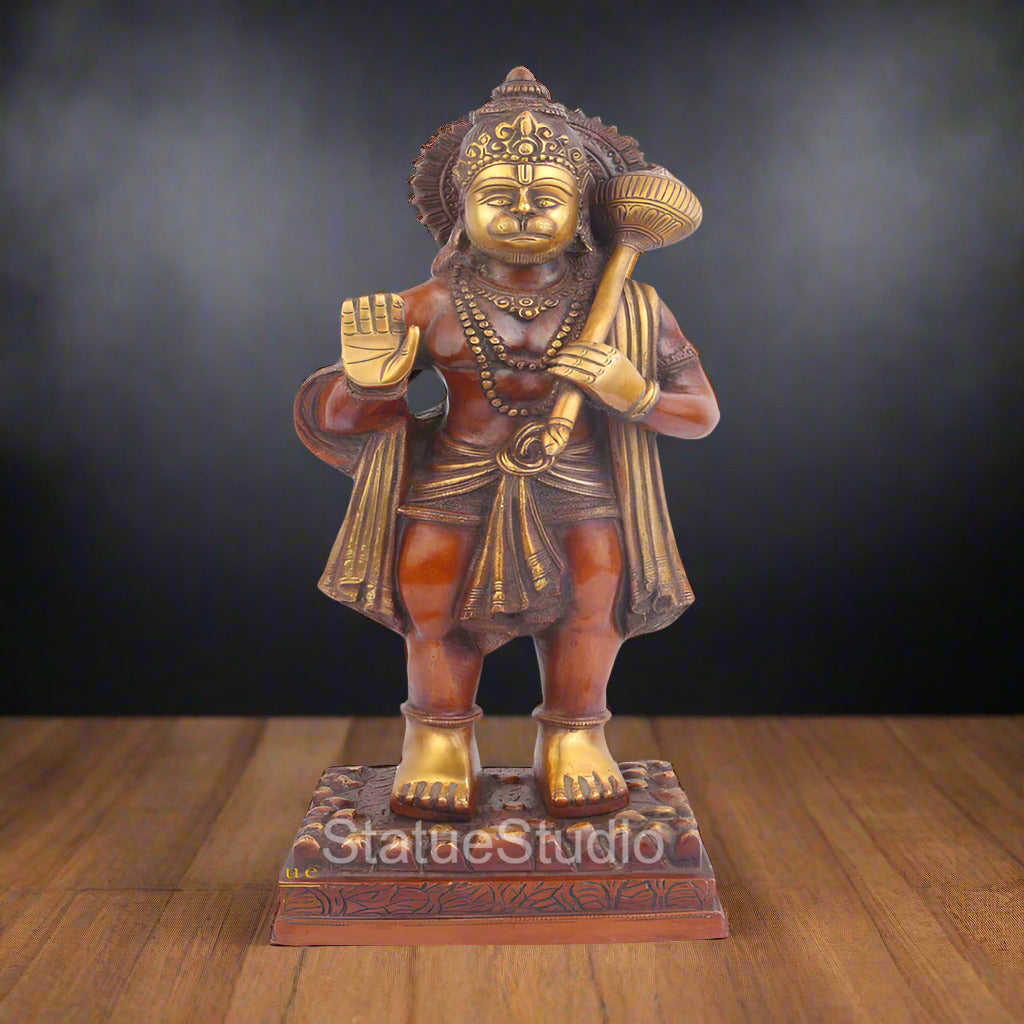 Brass Standing Hanuman Statue Antique Finish For Home Decor 1.5 Feet ...