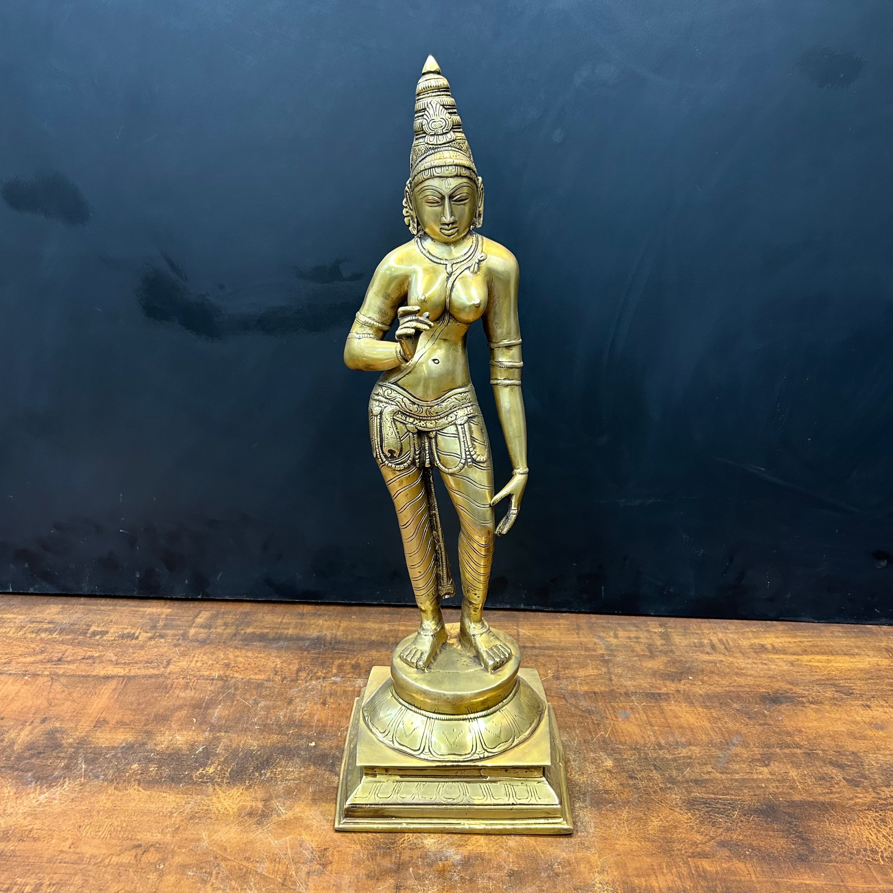 Brass Standing Parvati Uma Devi Statue 2 Feet – StatueStudio