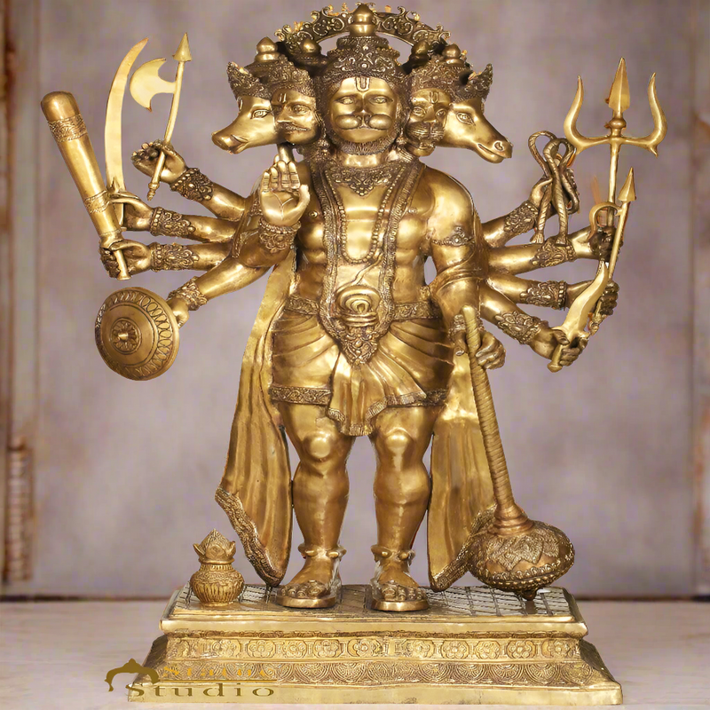 Brass Very Large Panchmukhi Hanuman Idol For Home Temple Decor 6 Feet ...