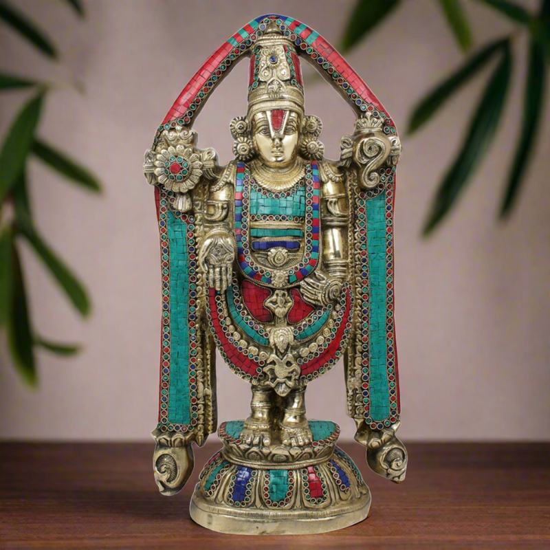 South Indian Lord Tirupathi Balaji Murti Décor Inlay Statue Gifting ...
