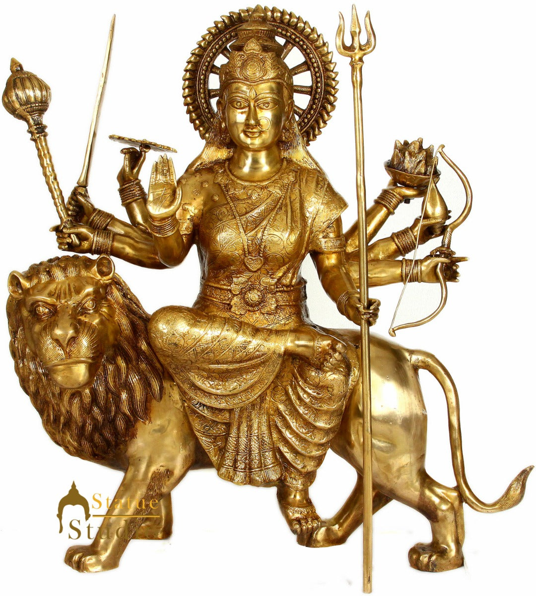 Large Size Indian Hindu Goddess Eight Armed Durga Maa Fine Statue 3 Fe ...