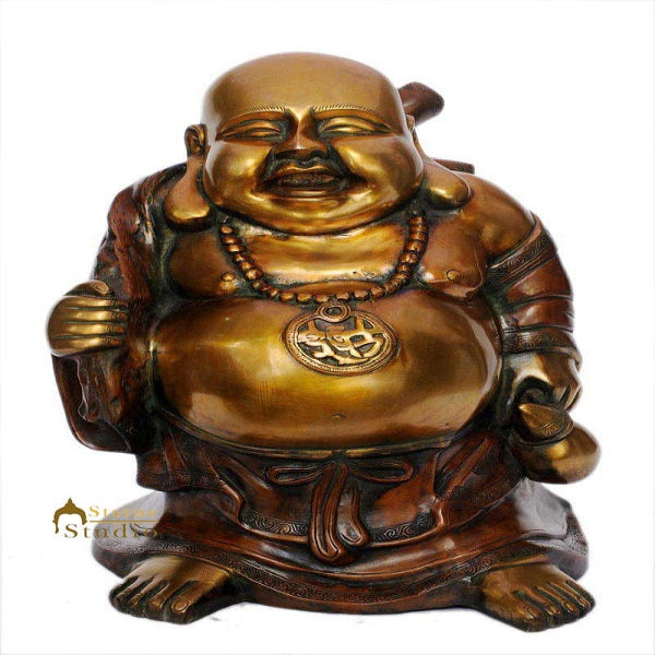 Brass Vintage Happy Smiling Laughing Buddha Good Luck Charm 20 Inch ...