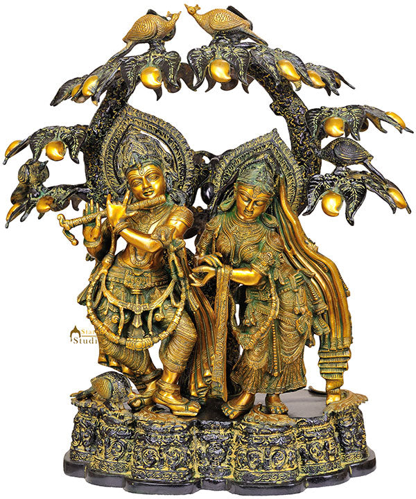Large Size Indian Hinduism Lord Radha Krishna Under the Kadamba Tree 30"