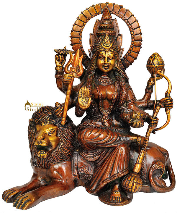 Ashtabhuja Simhavahini Durga Seated on Lion – StatueStudio