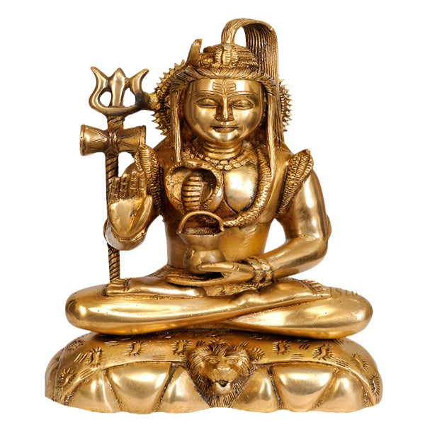 Brass Indian Handmade Hindu Deity Lord Shiva Shankar Idol 9"