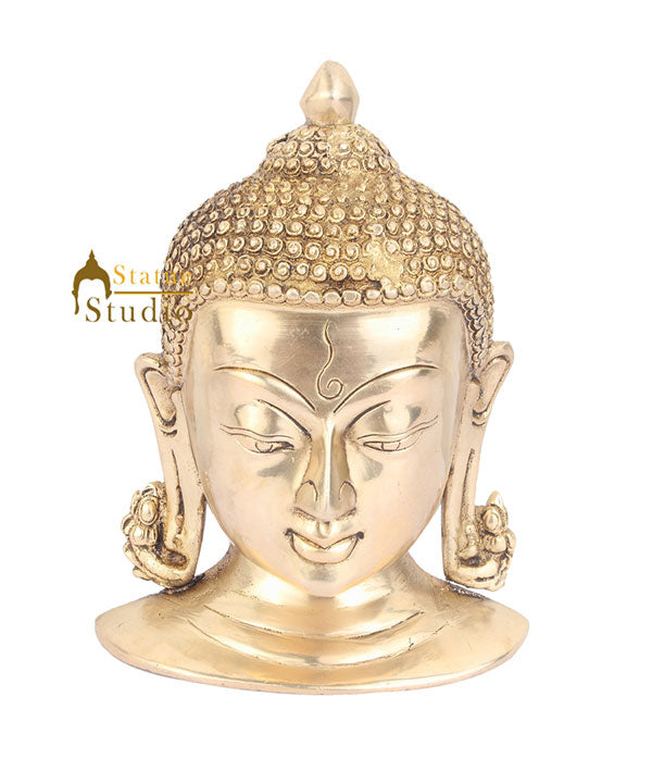 Brass Indian Lord Buddha Mask Wall Hanging Dacor Art 7" – StatueStudio