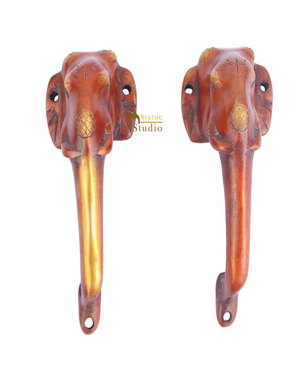 Brass Handicraft Home Decorative Elephant Design Small Door Handle Red ...